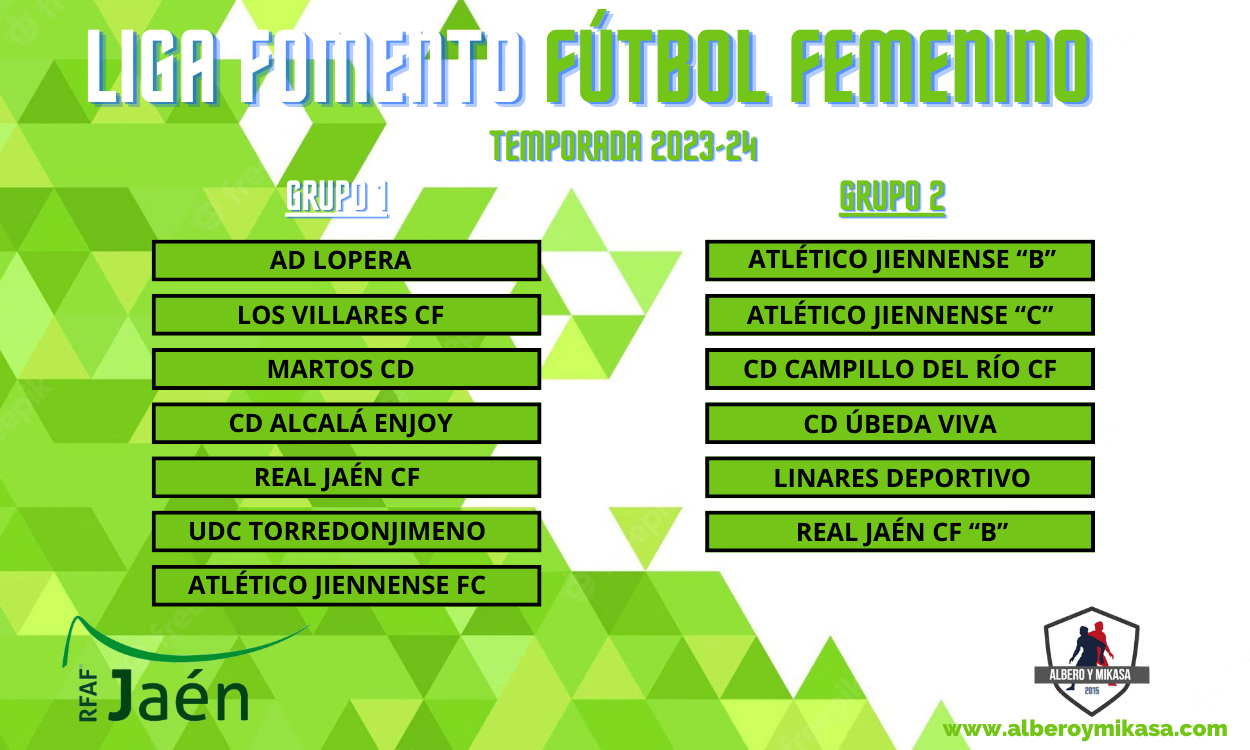 RFAF Jaén publica el calendario de la Liga Fomento de Fútbol Femenino - Albero y Mikasa